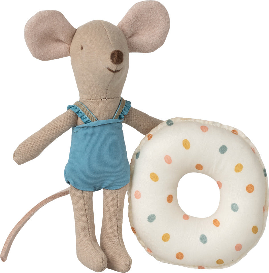 Maileg Little Sister Beach Mouse with Multi Dot Float — Piccolo Mondo Toys