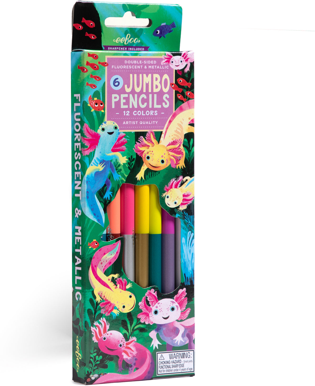 Axolotl 6 Jumbo Double-Sided Pencils — Piccolo Mondo Toys